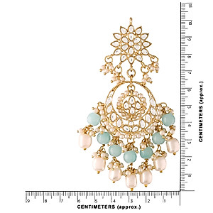I Jewels Gold Plated Indian Wedding Bollywood Pearl Kundan Beaded Chandbali Earrings for Women (E2916Sb)