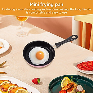 Mini Nonstick Frying Pan, 4.7in Mini Frying Pan Stainless Steel Omelette Pan Round Egg Pan Small Pan for Cooking Small Frying Pan Single Serve Frying Pan Skillet for Eggs Pancakes(pink)