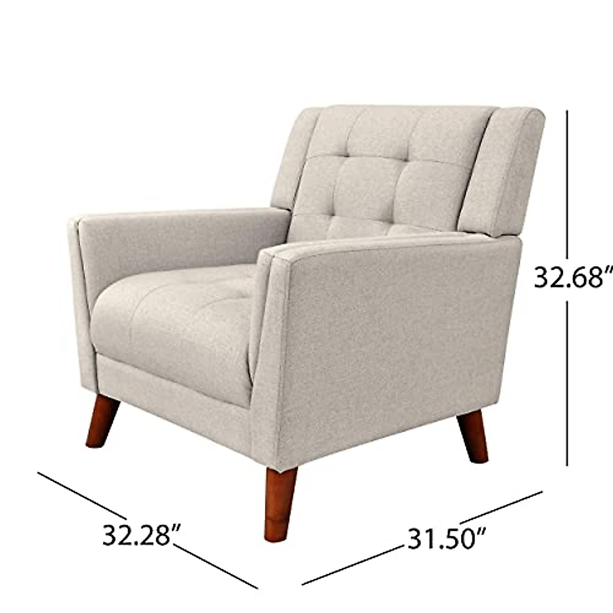 Christopher Knight Home Evelyn Mid Century Modern Fabric Arm Chair, Beige & Walnut