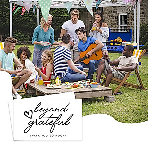 Thank You Cards,Pack of 50, 2.1x3.5 Inches, Blank White Backside, Black and White,Beyond Grateful Thank You Cards,Cards for Business, Bridal & Baby Shower, Birthday Party or to express gratitude