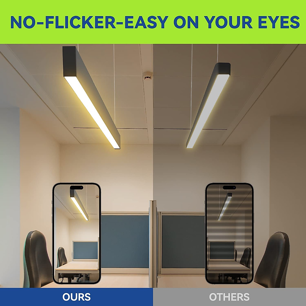 Monios-L LED Linear Pendant Light Fixtures,4FT Dimmable Ceiling/Hanging Kitchen Lights,3000K to 6000k Color Changing,Linkable Modern Lighting for Bedroom/Garage/Gym,Office Lights Remote Control,2 Pack