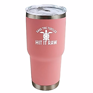 liabiliies Travel Coffee Tumbler 30 oz save the turtles hit it raw Tumbler with Lid and Straw Insulated Tumblers Stainless Steel Tumbler