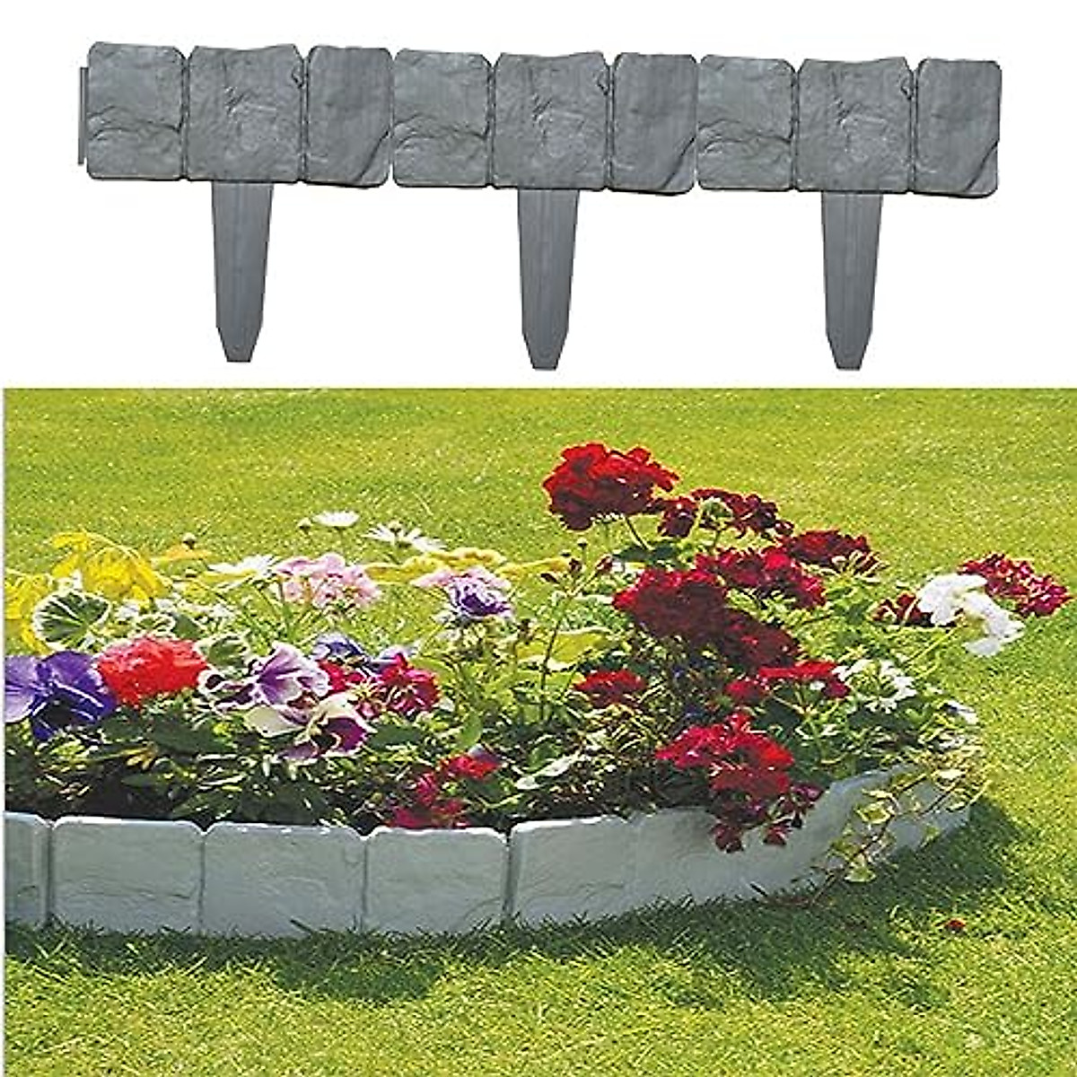 10pcs Faux Stone Garden Edging Border - Anti-deform Design, Yard and Garden Landscape Edging