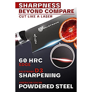 Dalstrong Chef Knife - 8 inch - Spartan Ghost Series - American Forged S35VN Powdered Steel Kitchen Knife - Maple & Red Resin Handle - Razor Sharp Cooking Knife -Sheath Included