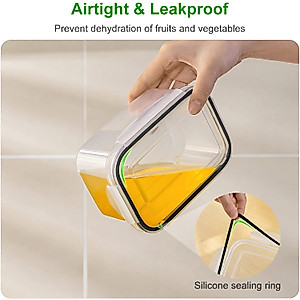 4 PCS Large Fruit storage Containers for Fridge with Removable Colanders, Leakproof Food Storage Containers with lids, Dishwasher & microwave safe Produce Containers to Keep Fruits Berry Fresh longer