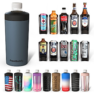 Universal Buddy XL Can Cooler by Frost Buddy - Fits 12-ounce, 16-ounce, 20-ounce, and 24-ounce Cans and Bottles - Keep Your Drinks Refreshingly Chilled for over 12 hours Gunmetal Glory