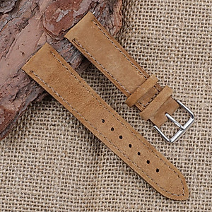 Onthelevel Suede Leather with Black Leather Back Watch Band Strap for Men or Women - 18mm 19mm 20mm 22mm 24mm | Multiple Colors (22mm, A-Tan)