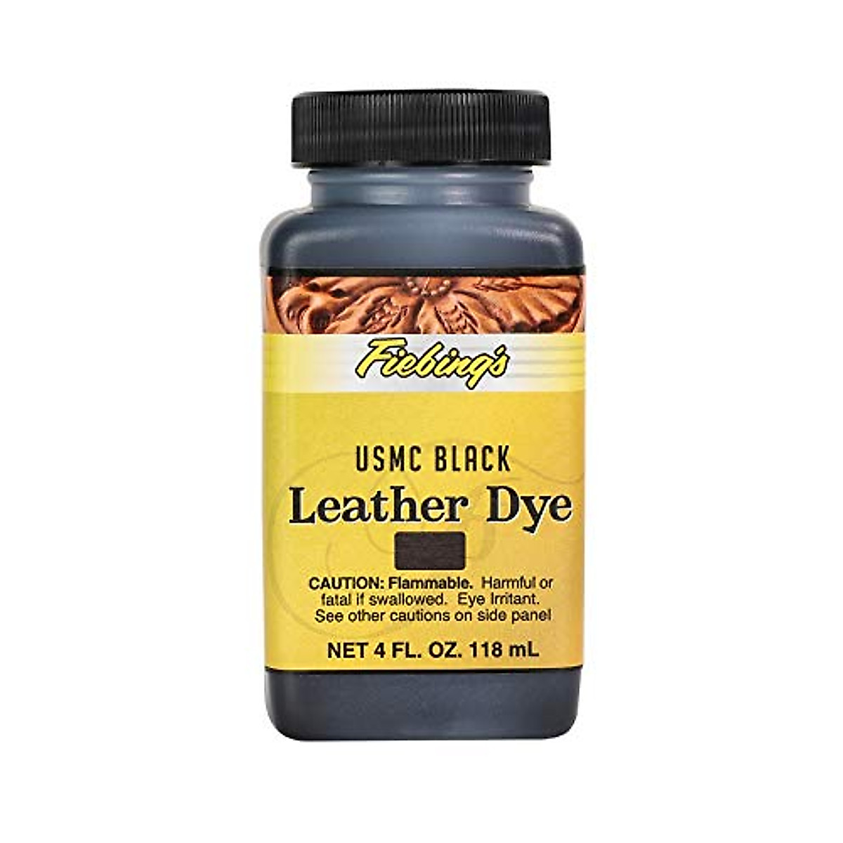 Fiebing's Leather Dye - Alcohol Based Permanent Leather Dye - 4 oz - USMC Black