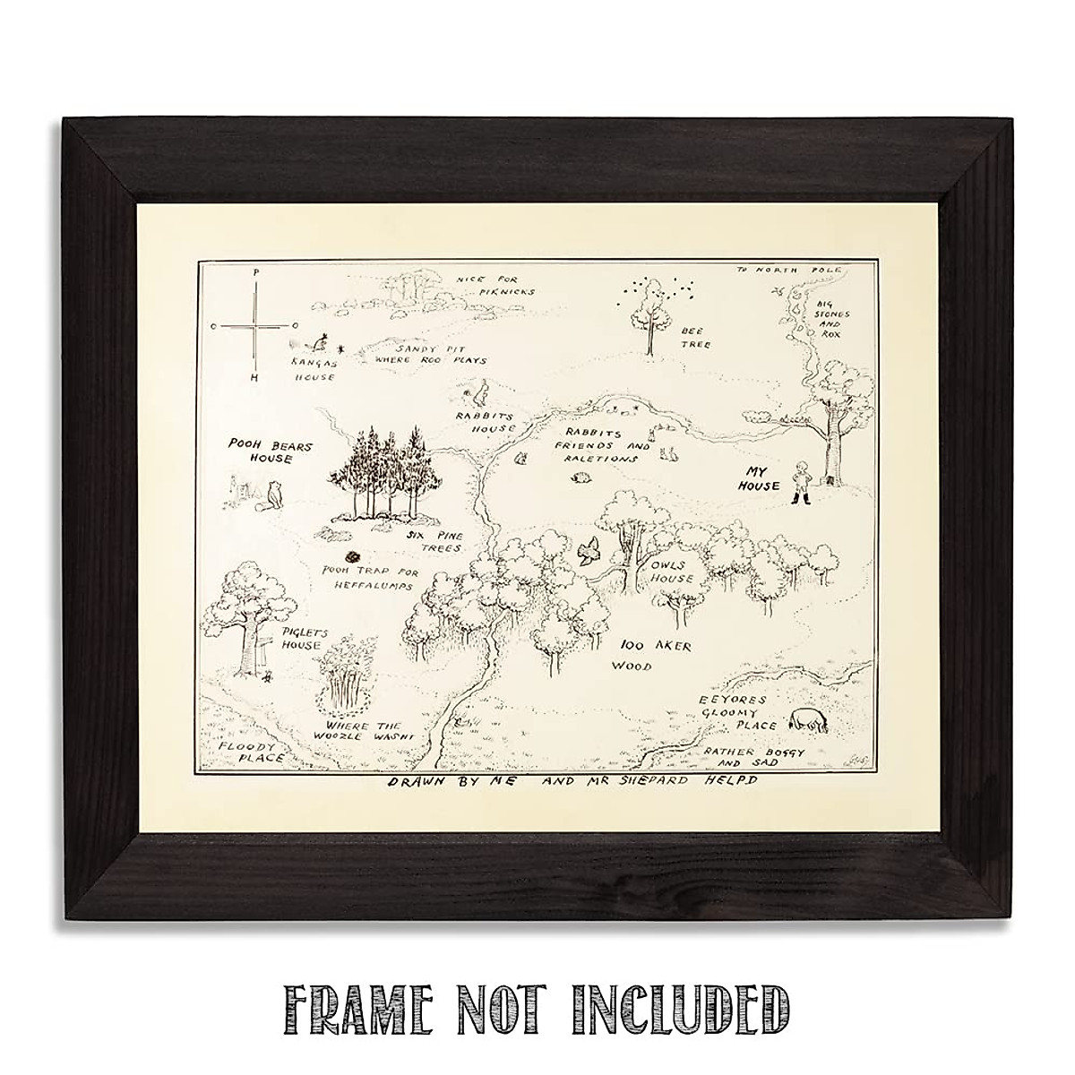 Classic Winnie the Pooh Decorations - Map of The Hundred Acre Wood - 11x14 Unframed Print - Pooh Bear Art, Classic Winnie the Pooh Nursery Decor, Playroom Pooh Bear Decals, Winnie the Pooh Wall Decor