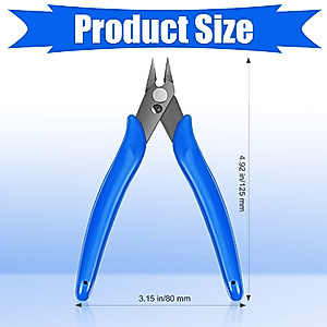 12 Pcs Flush Cutter Pliers Wire Cutters 4.92 Inch Diagonal Cutters Carbon Steel Cutting Pliers Wire Clippers Nippers for Electronic Wire Soft Copper Jewelry Making Screws Crafting DIY Projects (Blue)