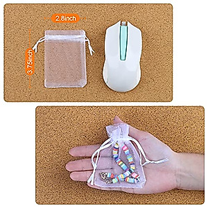 100PCS Organza Drawstring Gift Bags, 3 * 4 Inch White Mesh Candy Jewelry Pouch for Wedding Party Favors Festival Game Premium Gift Sheer Bag