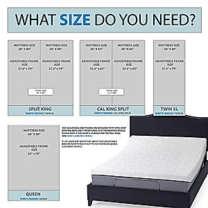 Blissful Nights Premium Adjustable Bed Frame and 12 Inch Hybrid Gel Infused Memory Foam Mattress Medium Soft Feel CertiPUR-US Certified (Split Cal King)
