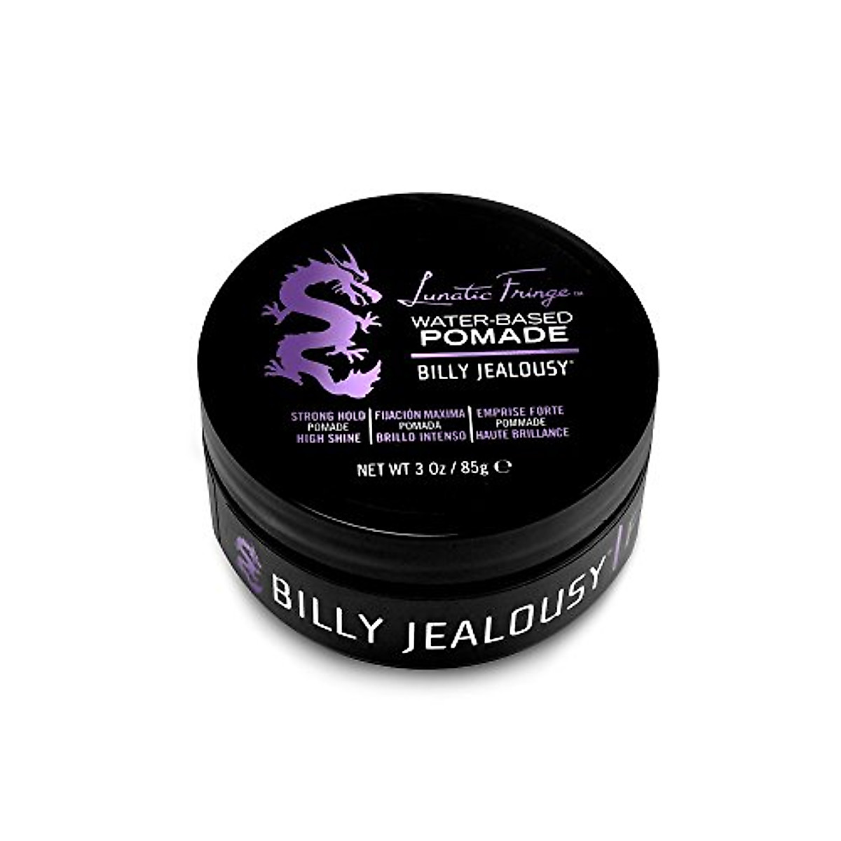 Billy Jealousy Lunatic Fringe Water-Based Pomade for Men, Strong Hold, High Shine, Water Soluble and Vegan Hair Product Ideal for Medium to Long Thick Mane, 3 oz