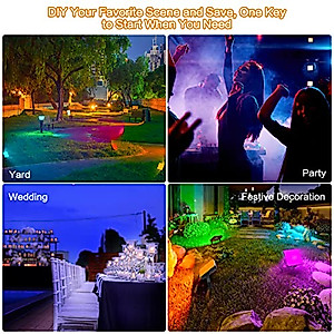 Hitish LED Flood Lights Outdoor, Smart RGB Color Changing Floodlight with Multi Scene Modes & Music Modes, IP66 Waterproof Landscape Lights with Smart APP & Voice Control for Patio Garden Yard, 6 Pack