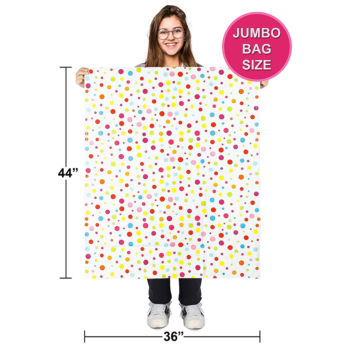 Shineloha 3 Pack Large Gift Bags (XL) 44"x 36" | Oversized Plastic Gift Bags with Pull Flowers | Party Favor Bags, Large Gift Bags for Presents |Birthday Gift Gag, New Parents