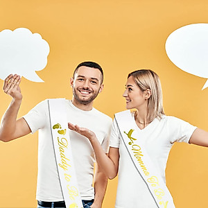 CoolerthingsDG, "Momma To Be" & "Daddy To Be" Baby Shower Sash Bundle, Favors, Mommy Supplies Gender Reveal (White)