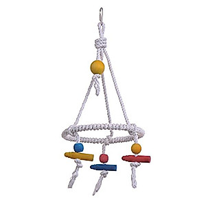 Hypeety Pet Bird Parrot Swing Hanging Toy Parakeet Budgie Cockatiel Cage Hammock Swing Toy Round Cotton Rope Tri Toy Hanging Toy