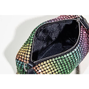 Crystal Cross Body Bags for Women Rhinestone Evening Purse Wedding Bags with Chain Prom Clutch Evening Bag Party Shoulder Bag (Colorful)