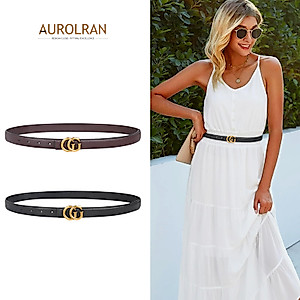 Aurolran Women's Leather Belt with Buckle - Ideal for Dresses, Jeans, and Coats