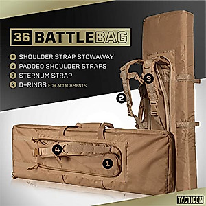 Tacticon Double R i f l e Bag | 2 R i f l e s + 2 Pistols Tuckable Backpack Straps | COMBAT VETERAN OWNED COMPANY | Waterproof Padded Lockable Carbine(Flat Dark Earth Tan, 36" x 12" Double Case)