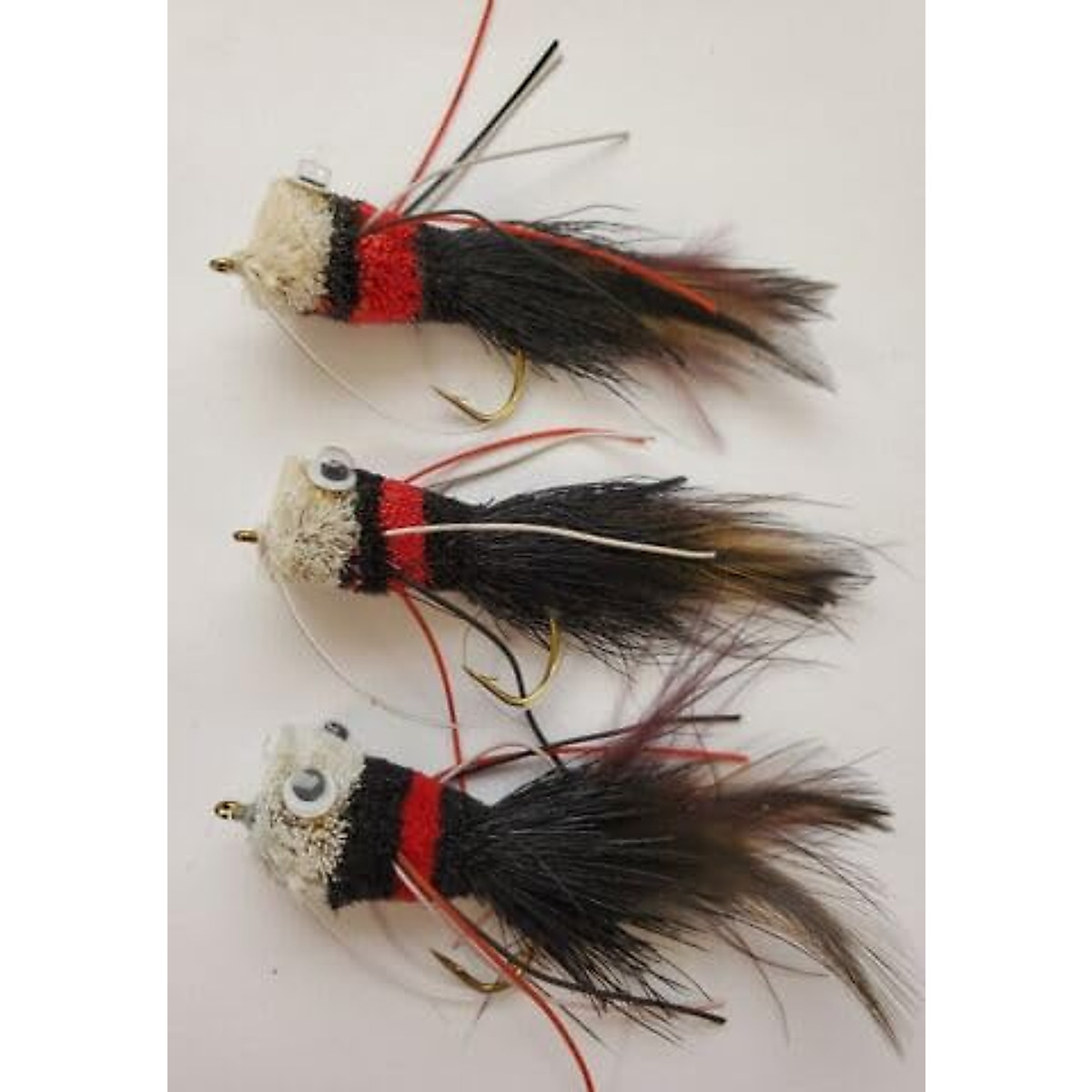 Red and Black Natural Deer Hair Poppers (6)