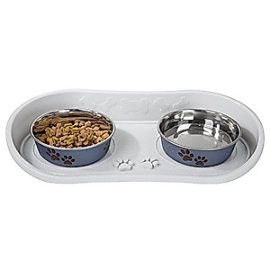 PETMAKER Pet Food Mat – Non-Skid Placemat with Raised Edge for Dog or Cat Food and Water Bowls to Prevent Spills and Messes During Feeding, Pet Supplies