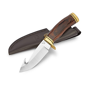 Buck Knives 191 Buck Zipper Guthook Fixed Blade Knife with Leather Sheath