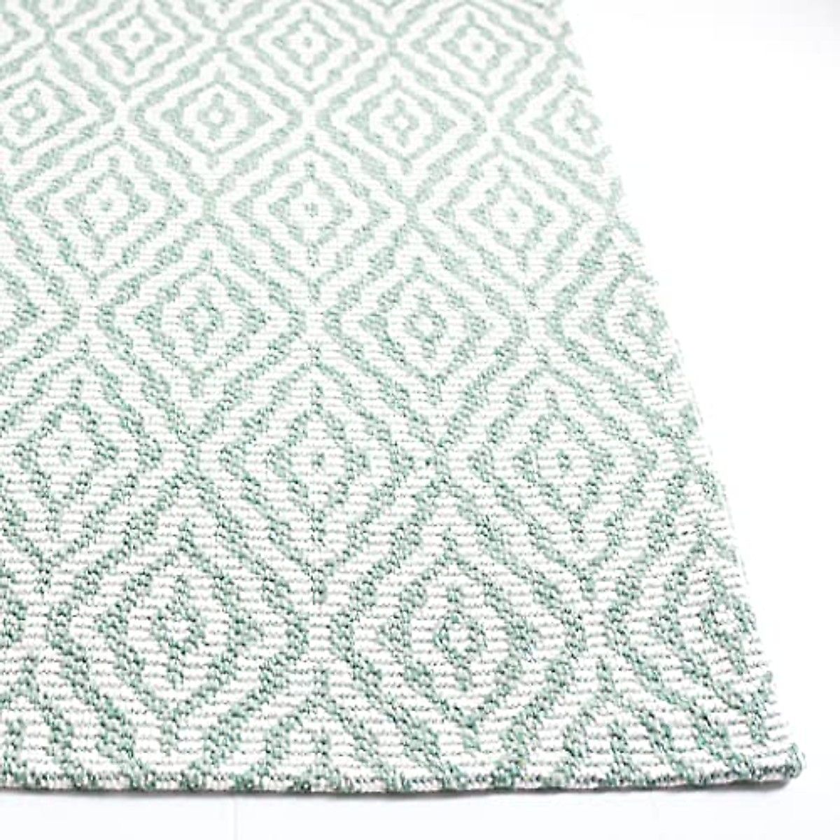 MARTHA STEWART Collection by SAFAVIEH 4' x 6' Green/Ivory MSR484Y Contemporary Geometric Cotton Area Rug