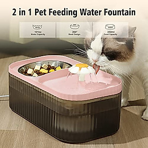 Suertree Cat Fountain Water Bowl Stainless Steel, 101oz/3L Automatic Pet Water Fountain, Dog Water Dispenser Cat Feeding Watering Supplies with 2 Filters for Cats, Dogs, Pets Pink