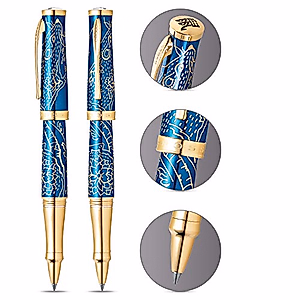 Cross Sauvage 2020 Year of the Rat Special Edition Translucent Blue Lacquer w/23KT Gold Plated Inlays and Appointments Rollerball Pen