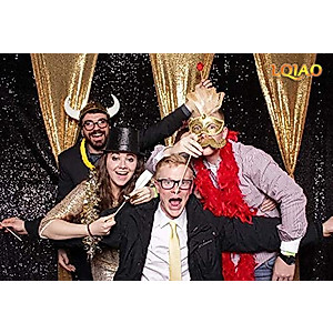 LQIAO Sequin Backdrop Curtain Panel 2x8FT-Gold,Sequin Photography Backdrop Curtain for Party/Home Curtain Decoration 1pc, Pocket 2x8FT(60x245cm))