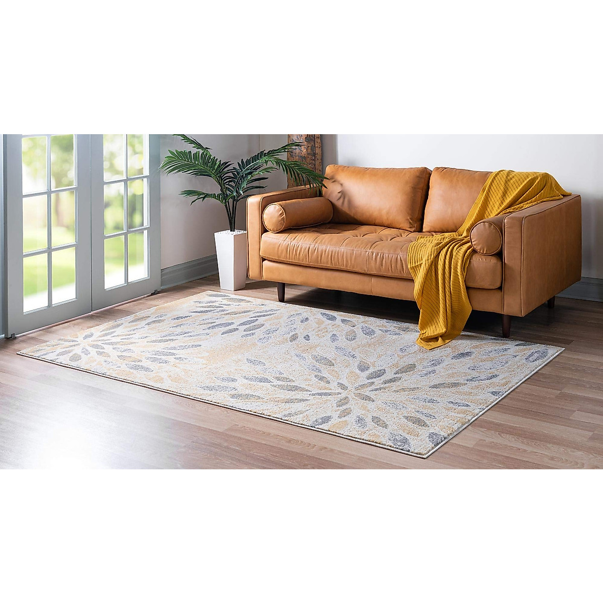 Unique Loom Sumter Collection Area Rug - Rhett (9' x 12' Rectangle, Yellow/ Gray)
