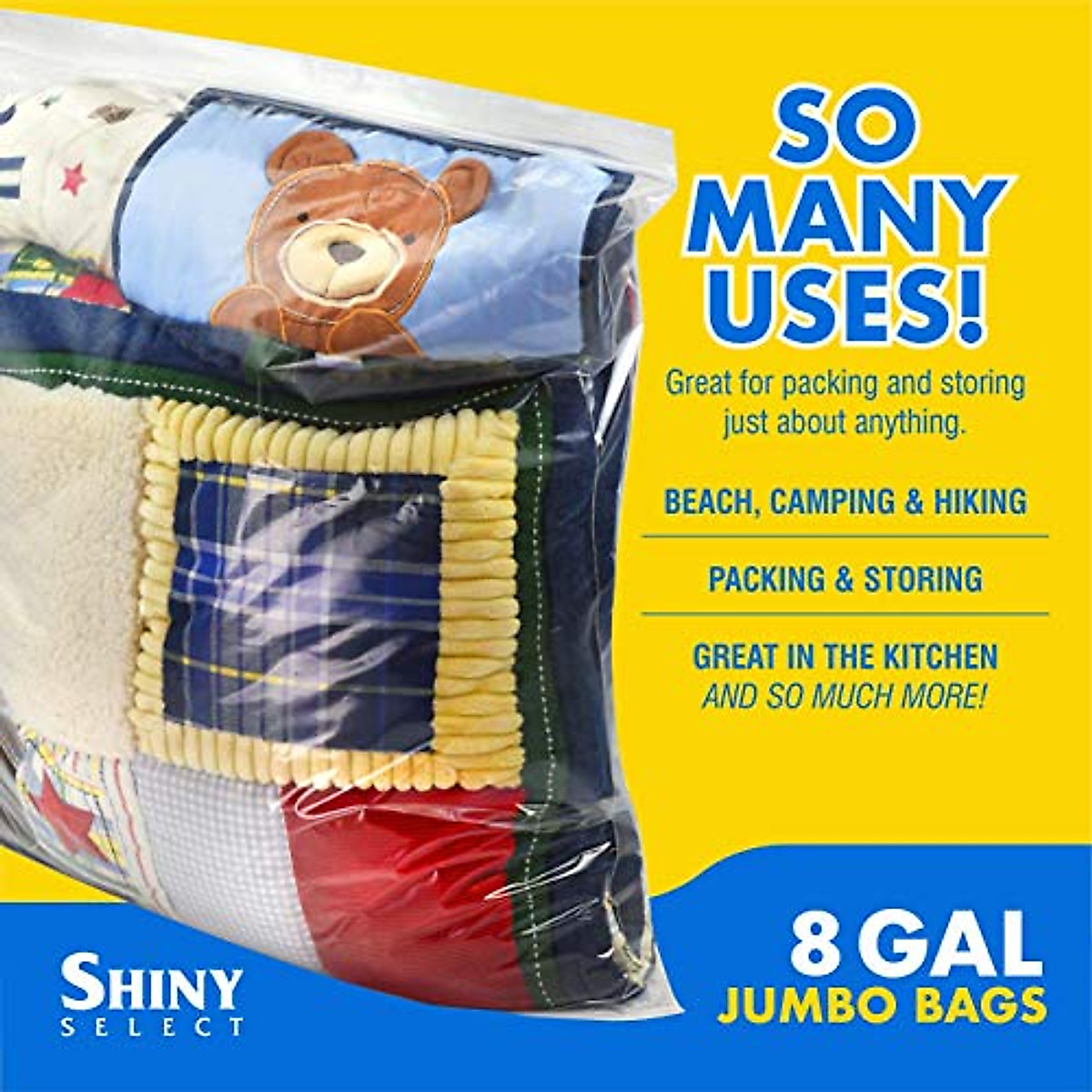 [ 10 COUNT ] - 3 MILL - Extreme THICK Extra Large Super Spacious Strong CLEAR Big Bags, Perfect Resealable Brining Bag for Huge Turkey Roast reclosable, 8 GALLON, 3 Mill, Size 22"x24" Plastic Food Storage Bags For Clothing, Toys, Storage, Moving, Organiza