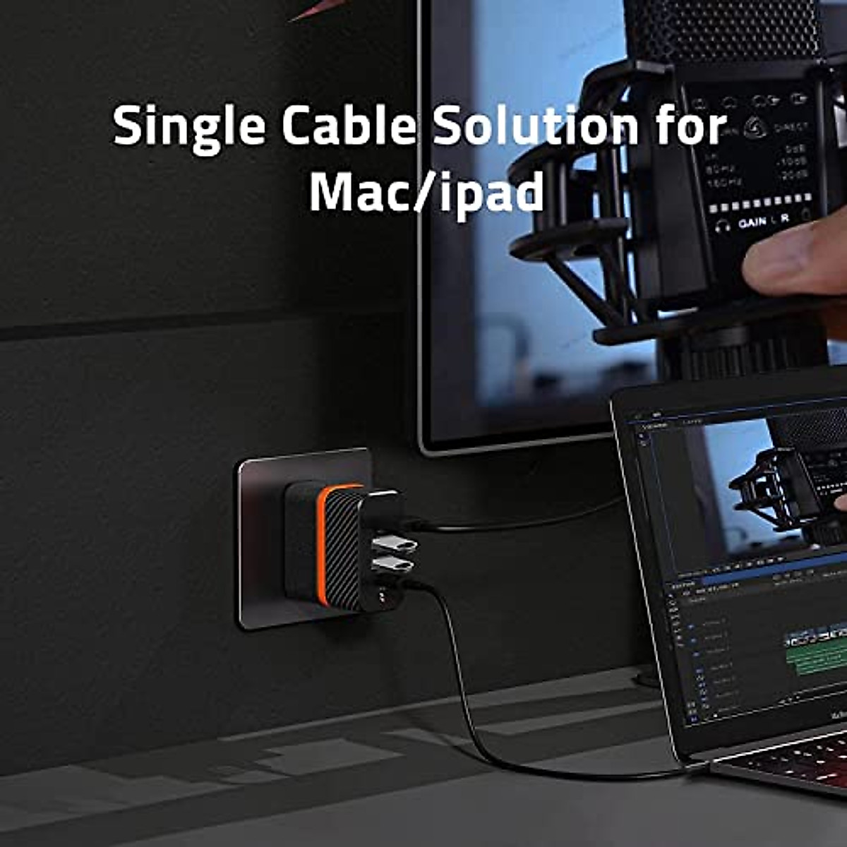 65W GaN USB C Charger with 4K HDMI, TV Mode & 3-Port Fast Charging - Compatible with MacBook, iPad, iPhone, Samsung, Steam Deck & More