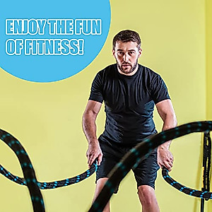 Perantlb 100% Poly Dacron Heavy Battle Rope - 1.5" Diameter, 30” 40”50”Lengths - Black Workout Rope - Gym Muscle Toning Metabolic Workout Fitness - Battle Rope Anchor Included (1.5" x 30 ft)