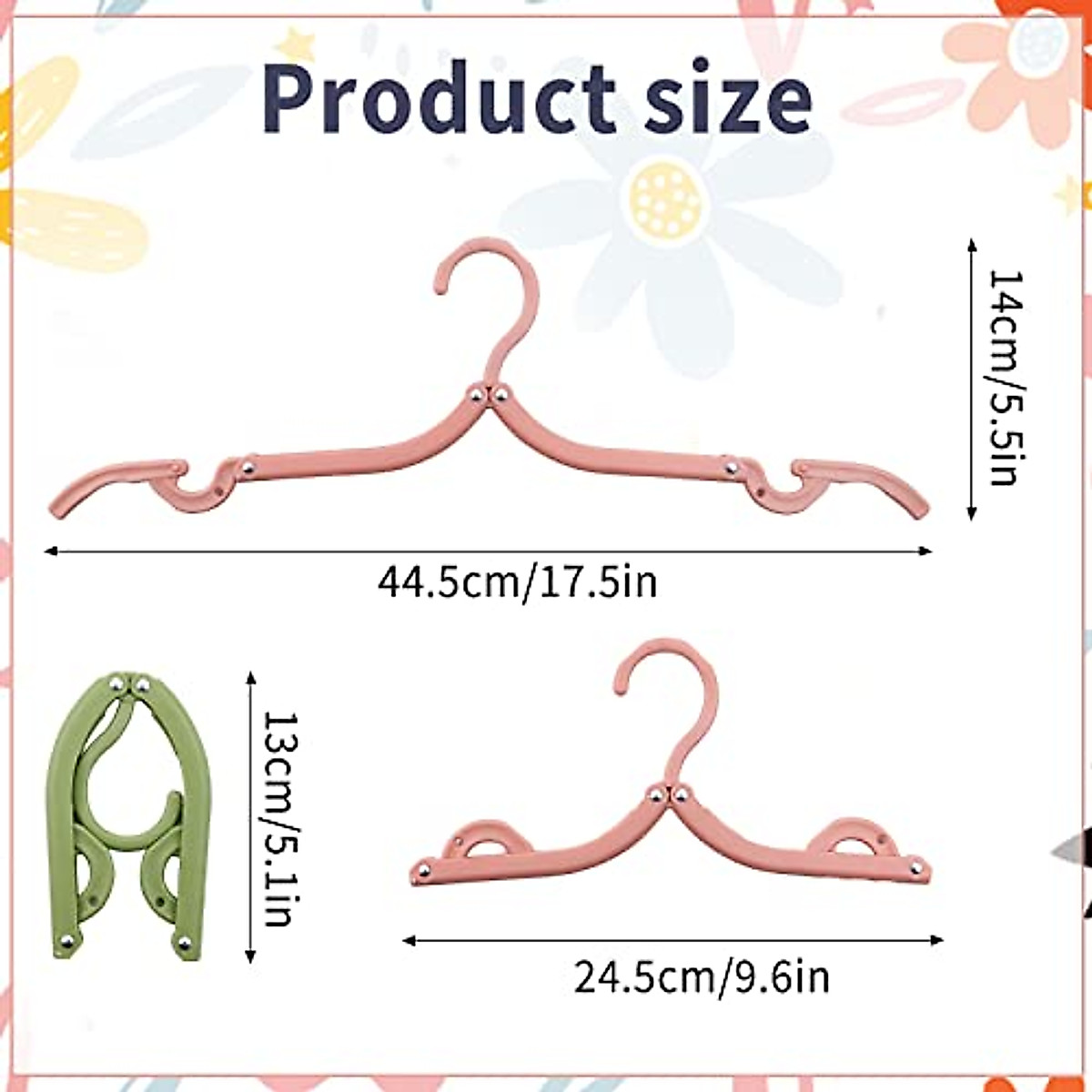 GothaBach 20 Portable Folding Clothes Hangers, Portable Folding Travel Hangers, Clothes Drying Rack for Travel(Multicolor)