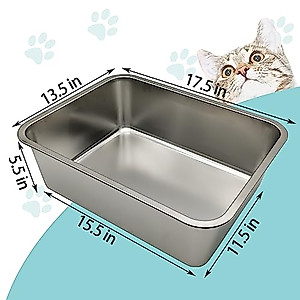 Hamiledyi Stainless Steel Cat Litter Box 3PCS, 17.7" X 13.8" X 5.9" Pet Metal Litter Box, Easy to Clean, No Odor Small Pet Toilet for Cat Kitties Rabbits Hedgehog (3PCS, 17.7" X 13.8" X 5.9")