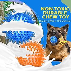 EXPAWLORER Dog Balls Squeaky Toys - 6 Pack Interactive Tennis Balls for Dogs to Fetch, Indestructible Chew Toys for Aggressive Chewers, Squeaky Teething Balls for Small Medium Large Dogs Puppy