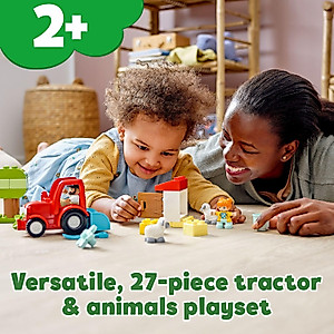 LEGO DUPLO Town Farm Tractor & Animal Care 10950 Creative Playset for Toddlers with a Toy Tractor and 2 Sheep, New 2021 (27 Pieces)