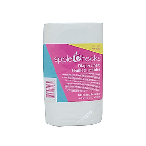 AppleCheeks Disposable, Flushable Diaper Liners, 100 Count, Unisex