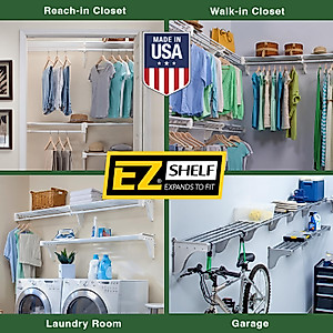 EZ Shelf - DIY Expandable Closet Shelf (NO Hanging Rod) - 40.5” to 73” - White - Easy to Install to 2 Sidewalls -(EZS-SW72)- Wire Closet Shelving Alternative