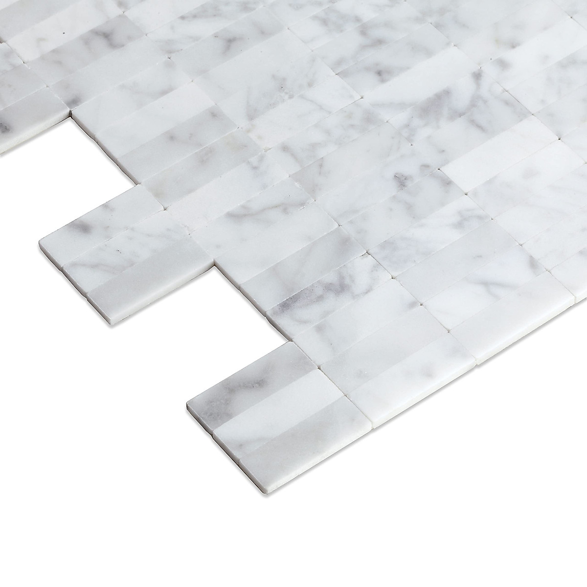 SpeedTiles FREEZY Timeless Natural Stone Tiles - Modern Peel & Stick Marble Tiles for Kitchen Backsplash, Fireplace, Interior Wall - 3X Faster Installation with No Mortar, No Grout - Sample