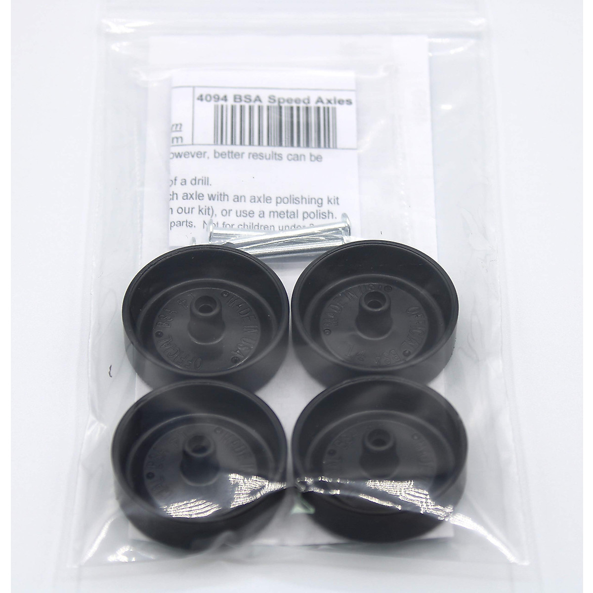 Pine Derby Car BSA Speed Wheels and Axles Kit | Professionally Lathed | Pinewood Car Wheels