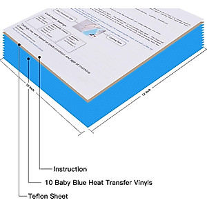 JANDJPACKAGING Heat Transfer Vinyl HTV Bundle 10"x12" - 25 Pack Assorted Colors HTV Vinyl, Iron On Vinyl for Cricut & Silhouette Cameo, Bonus Teflon for Heat Press Machine