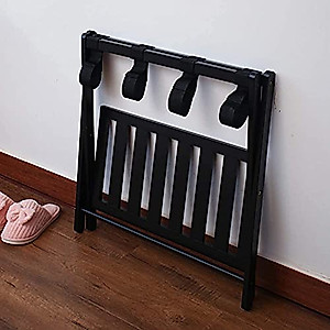 HAVMAK Guest Room Luggage Rack, Folding Suitcase Stand Luggage Rack, Double-Layer Luggage Rack, Hotel Luggage Rack, Folding Bedroom Storage Rack to Save Space (Color : Black, Size : 68x40x58cm)