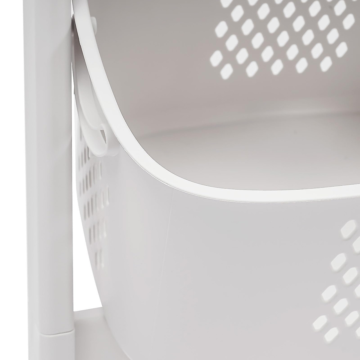 KONKENIE 3 Layers Laundry Hamper Basket Sorter Washing Hamper with 4 Wheels Rolling Clothes Bin Trolley Basket Clothes Storage Organizer 3 Tier Shelf Rolling Cart for Bathrooms Bedrooms White