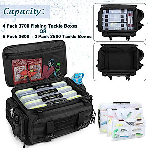 DSLEAF Waterproof Tackle Box Bag with Rod Holder, Soft Fishing Tackle Storage Bag with Non-Slip Base for Saltwater or Freshwater Fishing (Patent Design), Only Bag