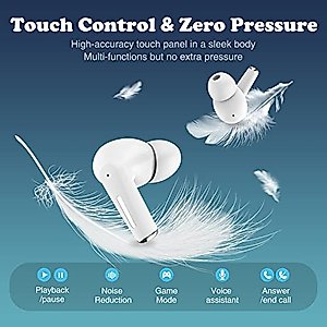 Wireless Earbuds, Active Noise Cancelling Earbuds with Bluetooth 5.2 - Portable Charging Case - Microphone, 8H Active Noise Reduction, Bluetooth Earbuds with Clear Call Game Mode Voice Assistance