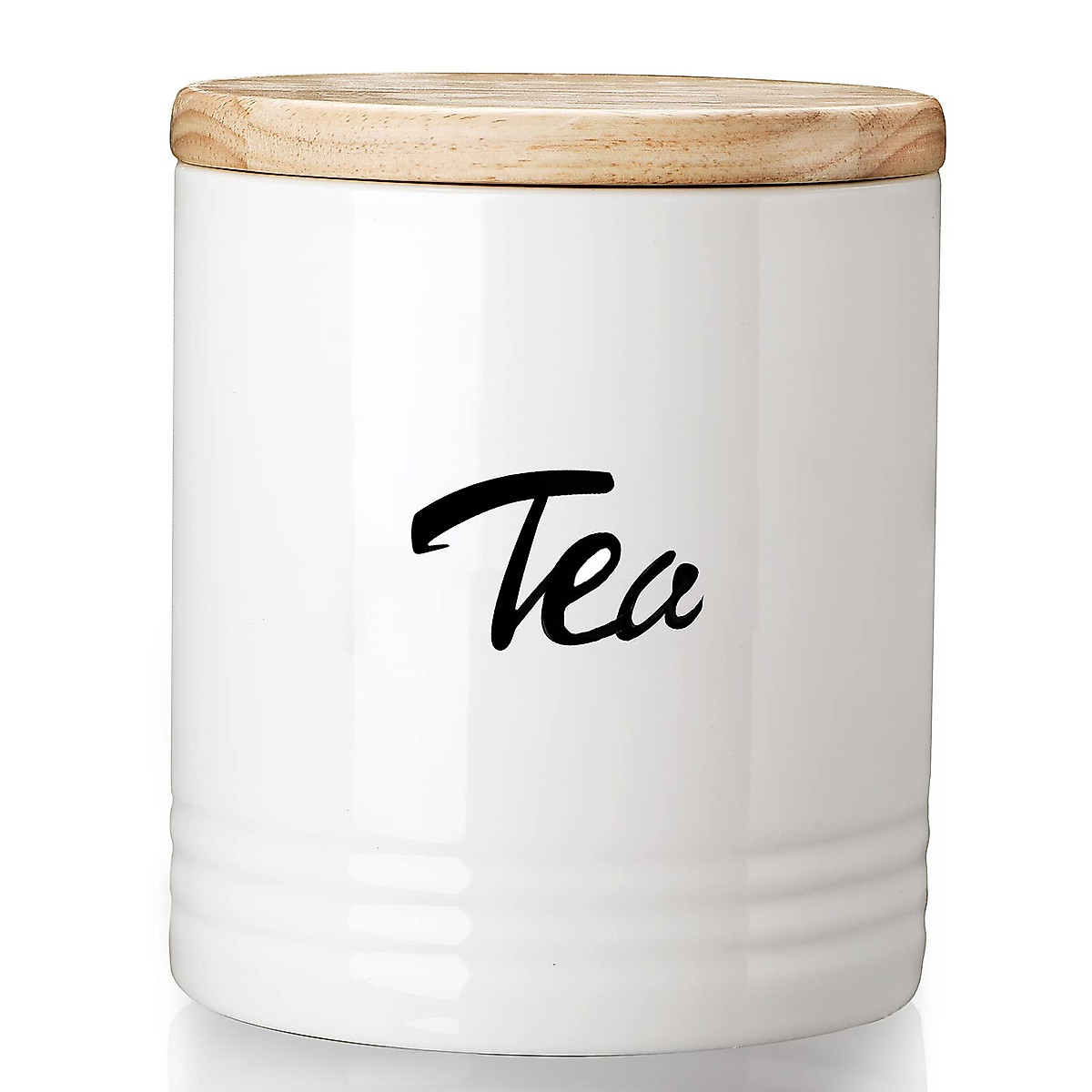 LEETOYI Porcelain Food Storage Containers with Lid, 4.5 Inch 31oz White, Labeled Tea