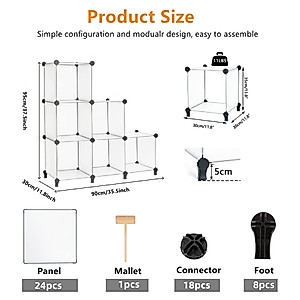 AWTATOS Cube Storage Organizer, Storage Cubes Shelves Bookshelf, 6 Cube Closet Organizers and Storage, DIY Stackable Plastic Clothes Organizer Shelving for Bedroom, Home Office, Translucent